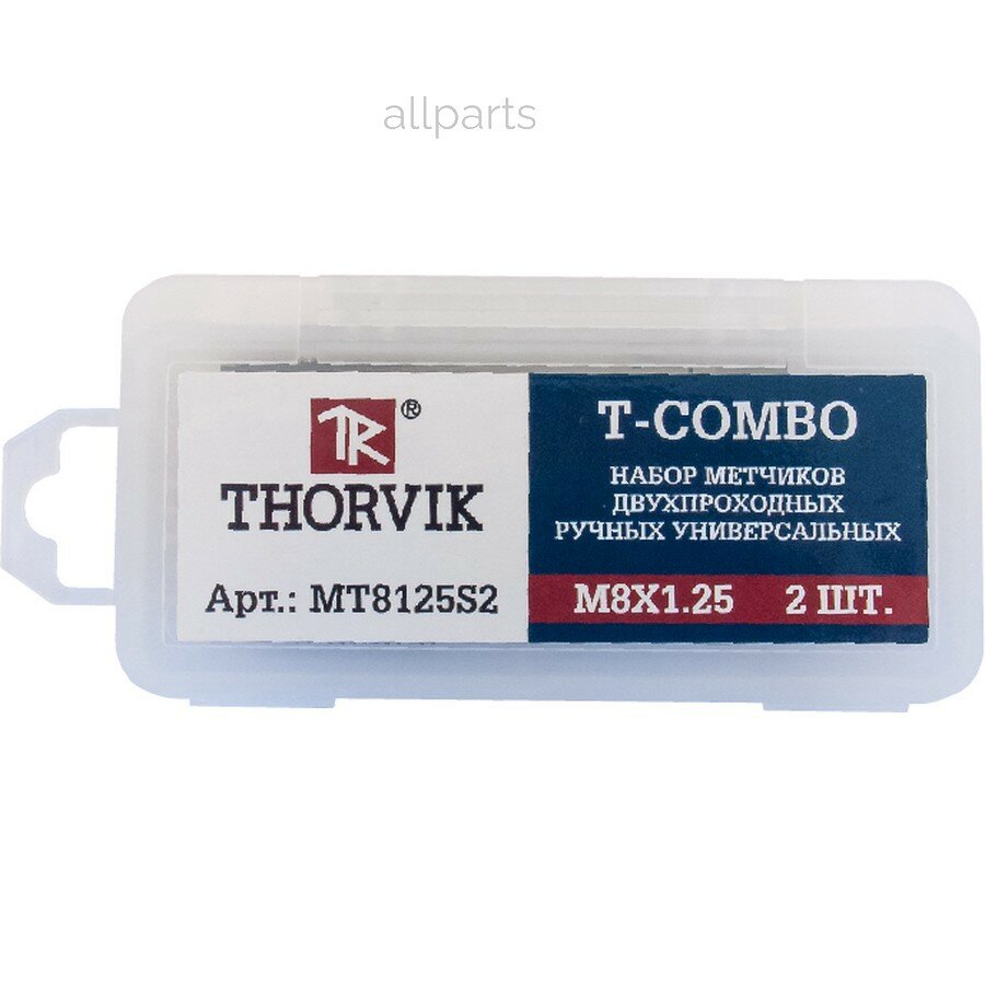 THORVIK MT101S2 Набор метчиков T-COMBO двухпроходных ручных универсальных М10х1.0, HSS-G, 2 шт.