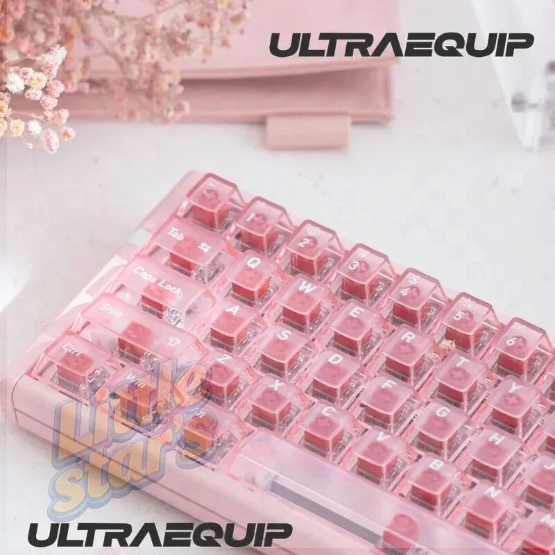 Кейкапы для механической клавиатуры - ULTRAEQUIP Матовые Полупрозрачные, Зеленые Кристаллические (115 шт.), Профиль Cherry, Светопроницаемые, Top Frosted 4-Боковая Прозрачность, для MX Switch