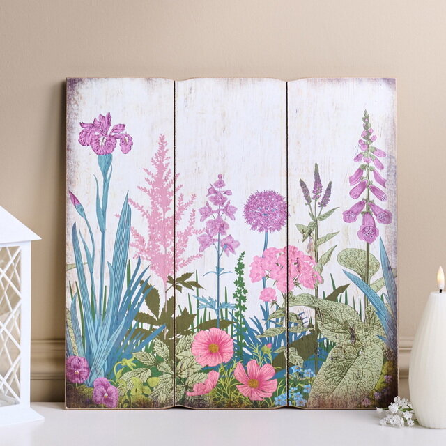 Деревянное панно в стиле Прованс - Цветение Руссийона 40*40, Kaemingk, 862227-2