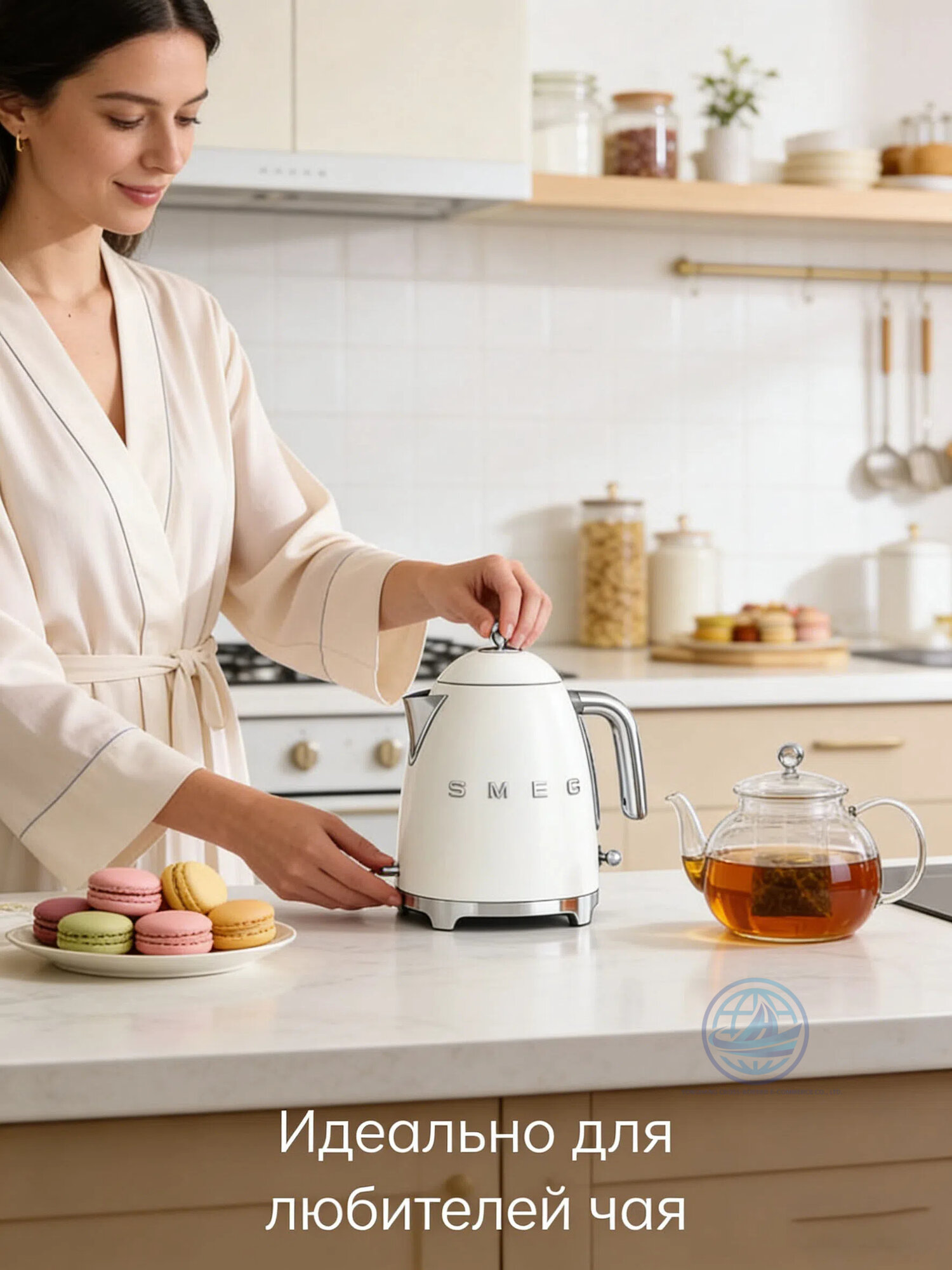 Чайник электрический Smeg KLF04CREU с регулировкой температуры, 1.7 л, кремовый