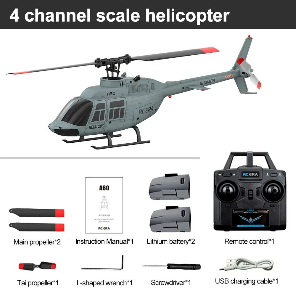 RC ERA A60 4CH 1/42 BELL-206 Позиционирование оптического потока 120-метровым 6-осевым гироскопом