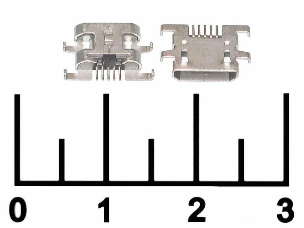 Разъем питания micro USB 5pin гнездо (ж) 4 крепежа Sony Xperia M (C1905/C2005) (РЗ-5754)