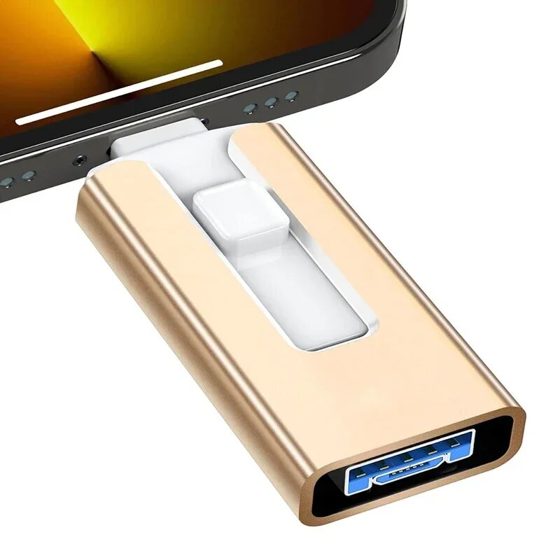 4в1 OTG флеш-накопитель 2ТБ USB 3.0 1TB, Golden