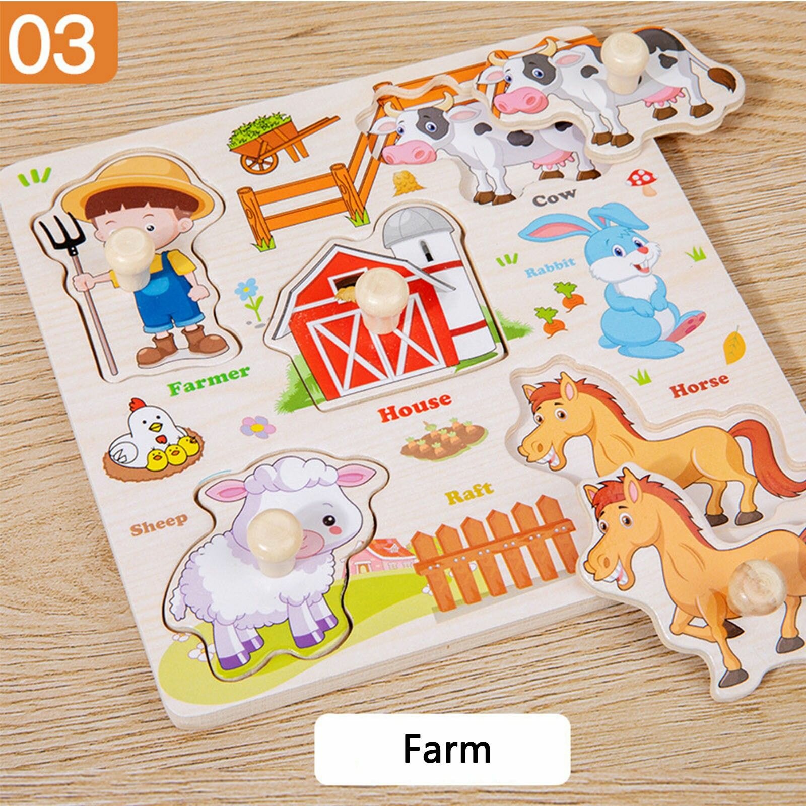 Пазлы, Деревянный пазл с цифрами и буквами для раннего обучения и воспитания ребенка