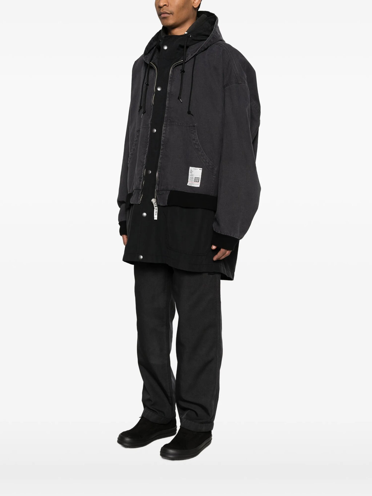 Пальто MAISON MIHARA YASUHIRO Hooded zip coat, размер 48, серый — фото 1