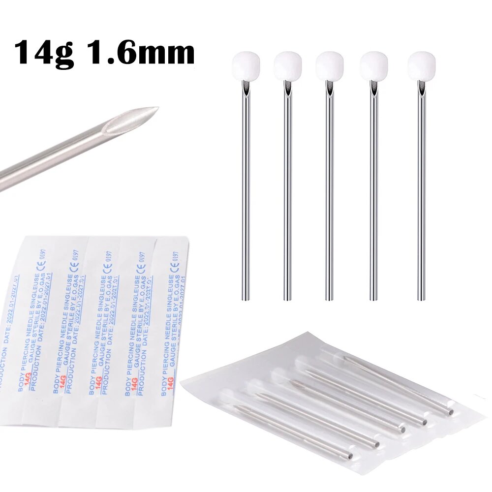 Иглы для пирсинга Tajam из нержавеющей стали 1-100 шт. 1PC, 14g (1.6mm)