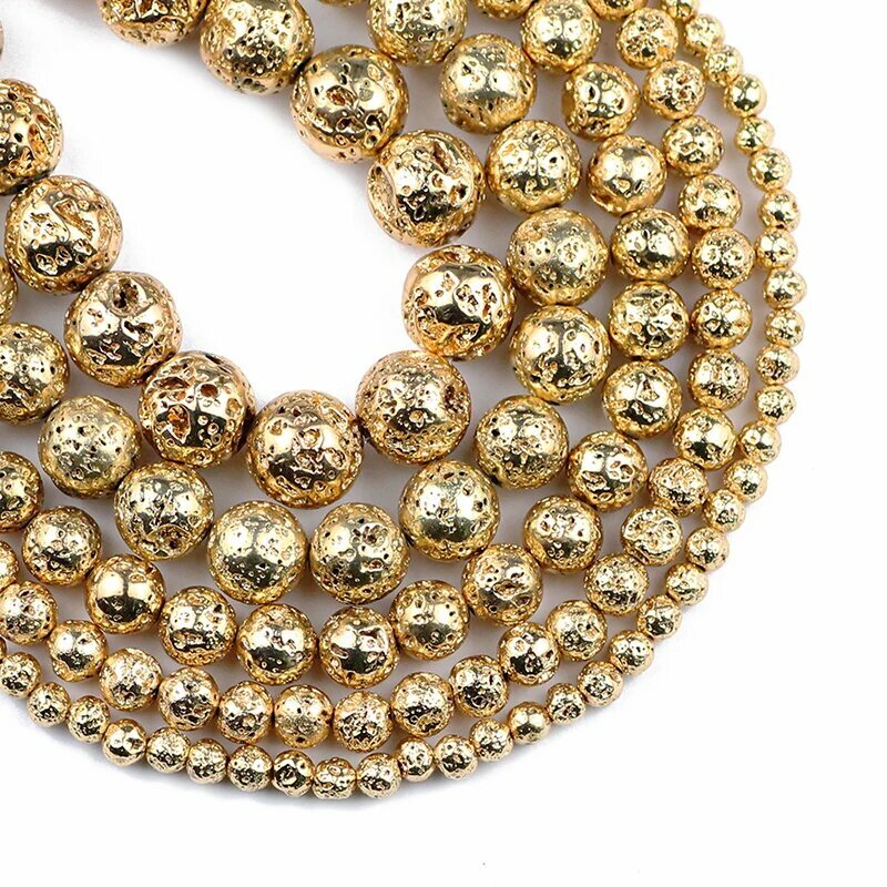 Бусины золотистые 4 мм, 84-89 шт, 1 Strand, 14Kc Gold Color