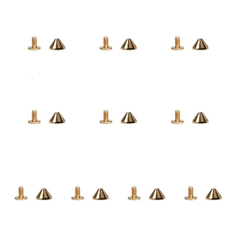 Бронзовые заклёпки для ремней и ошейников, Светло - золотой - 3 заостренных конуса 9x6