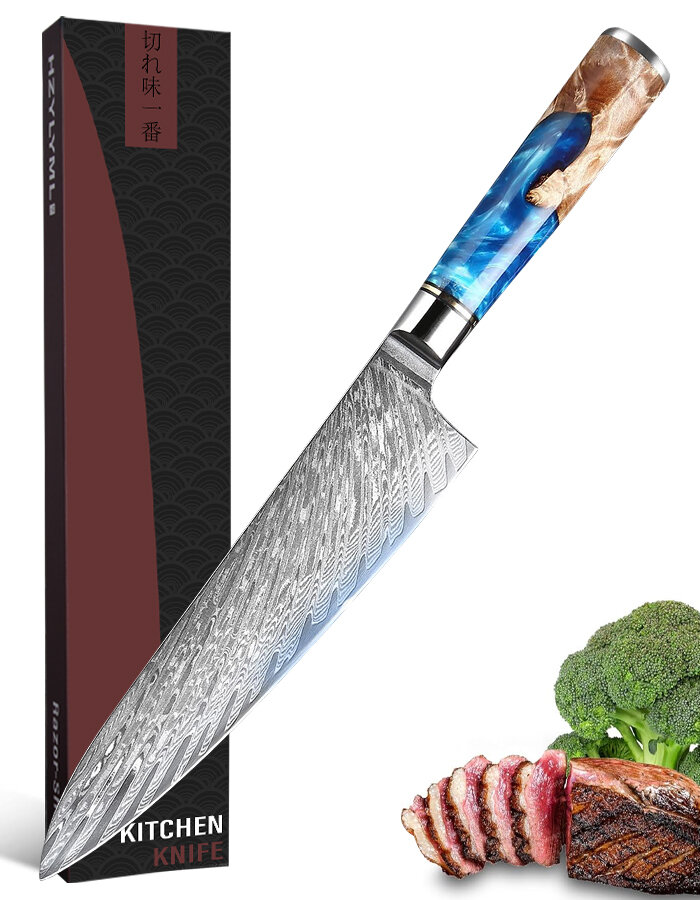 Профессиональный шеф-нож 20 см из 67-слойной дамасской стали с ядром VG10, для дома и в подарок