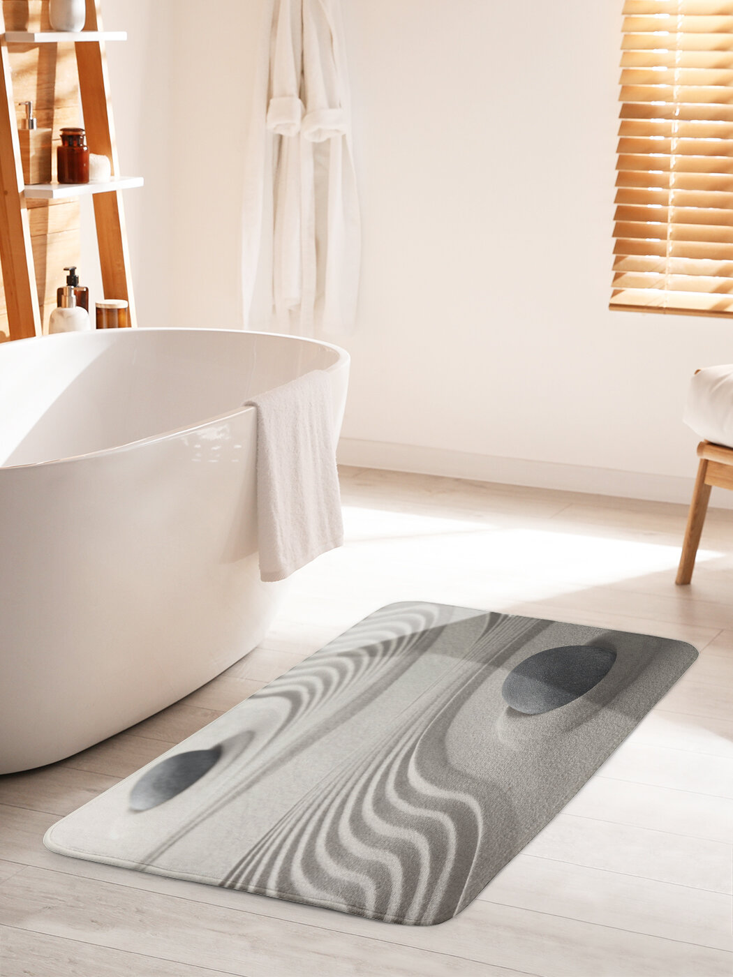 Коврик для ванной комнаты и туалета противоскользящий "Сад камней" 60х100 см, JoyArty