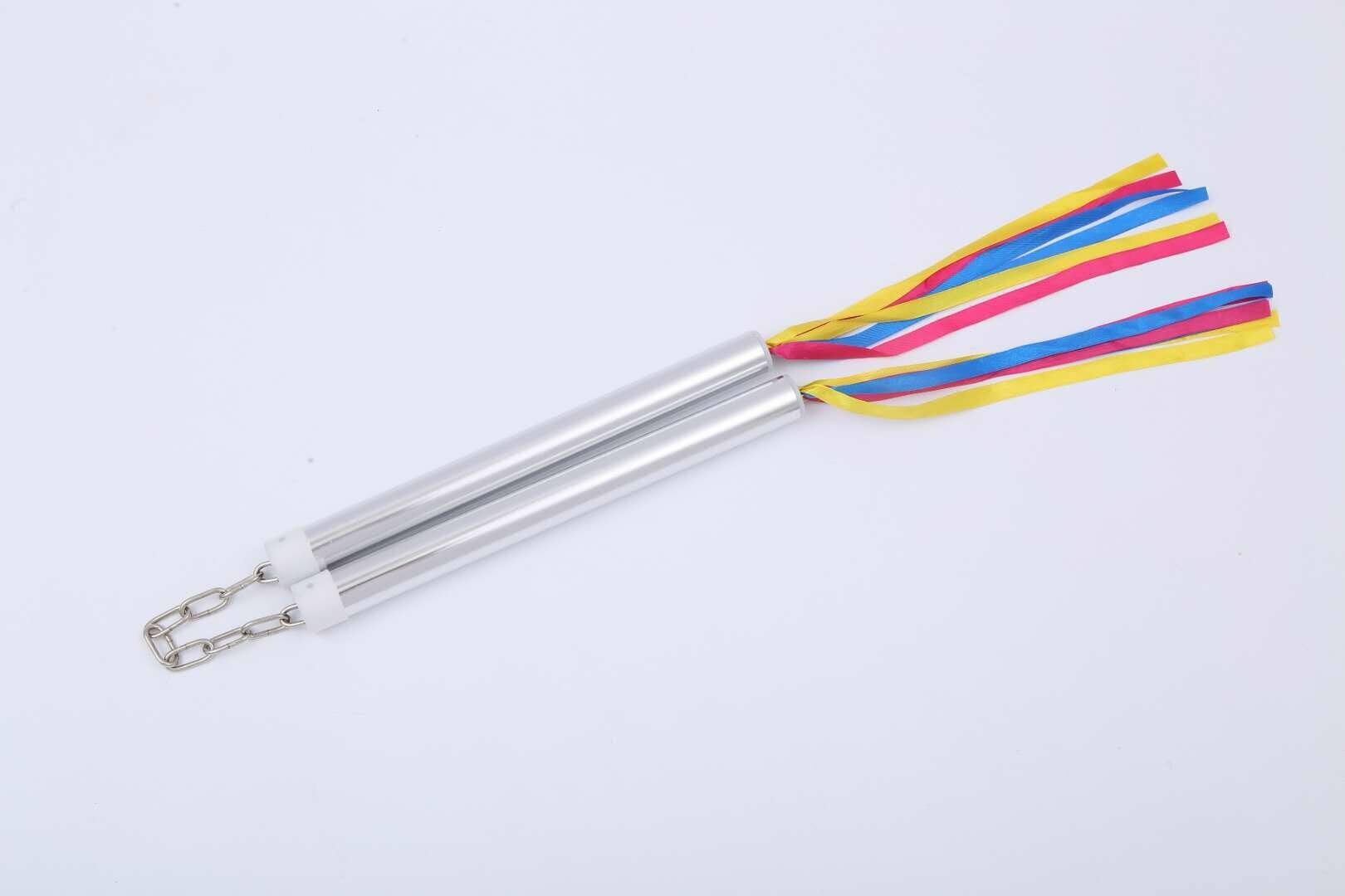 Оптовая продажа нунчаков из алюминиевого сплава с лентами, нунчаки из алюминиевого сплава для детских тренировок, нунчаки для выступлений.