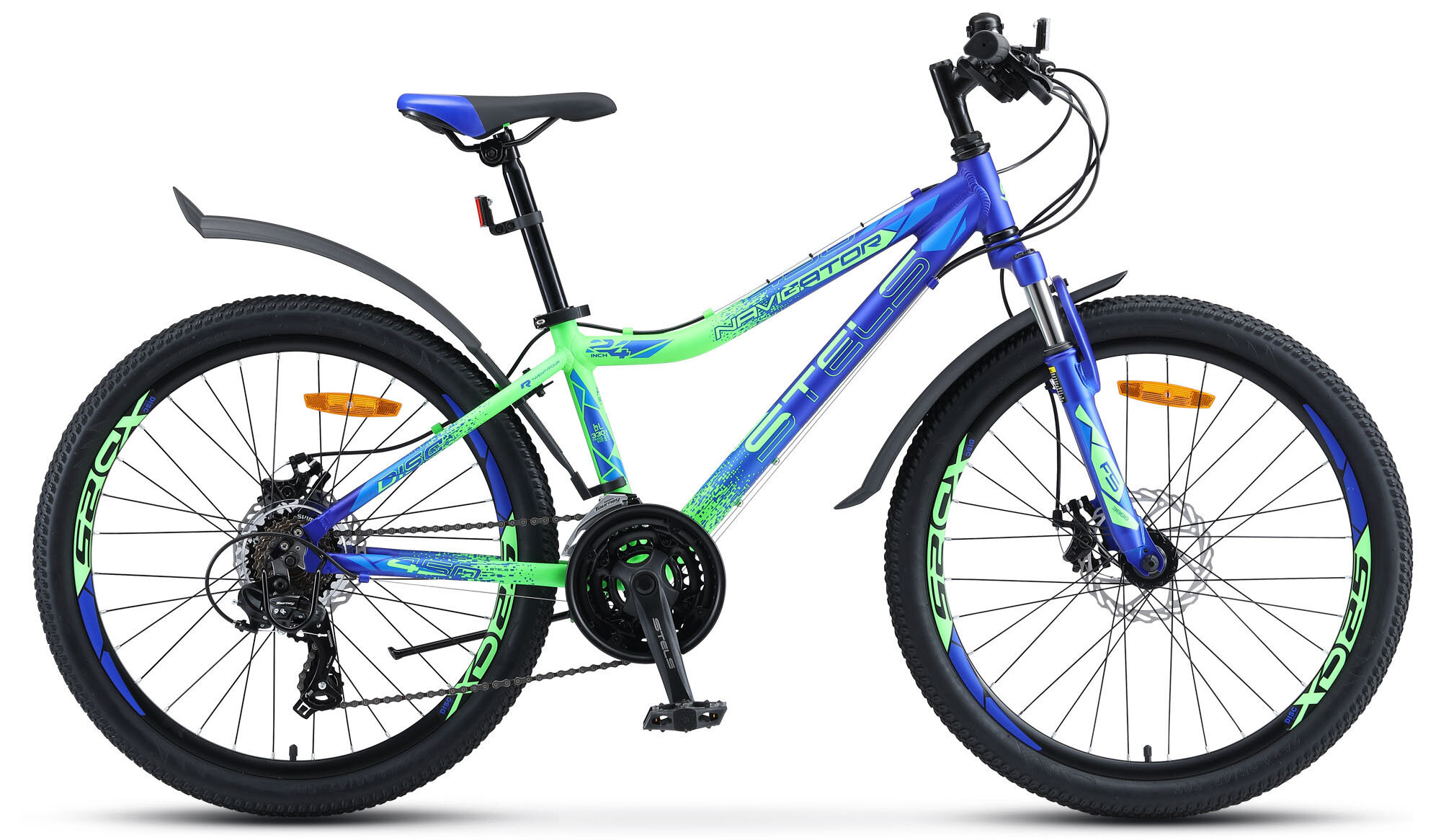 Подростковый велосипед Stels Navigator 450 MD V030 (2025) 24 Сине-зеленый (130-150 см)