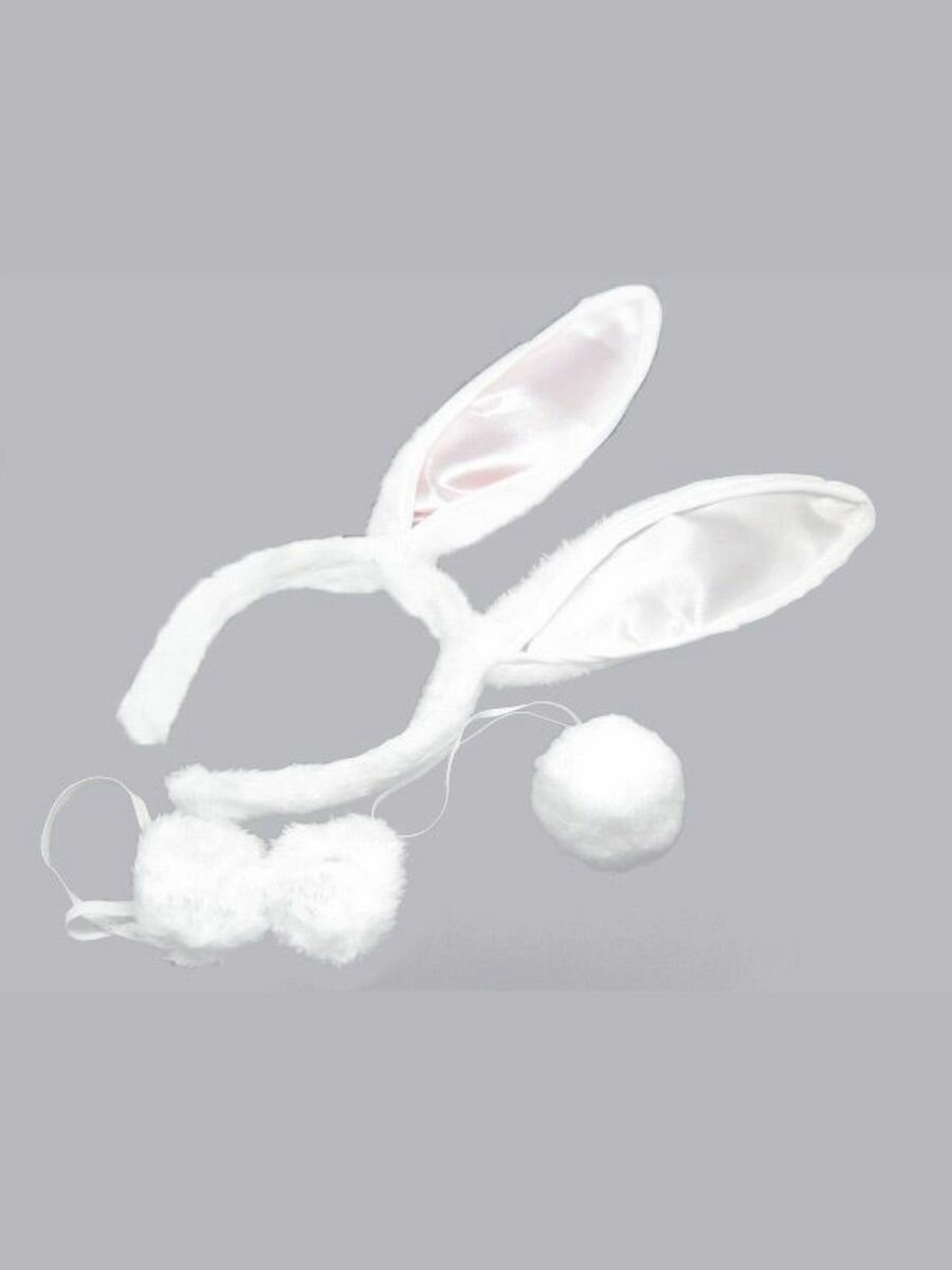 Ободок I-Bright Company "Уши кролика", белый, розовый, мех искусственный