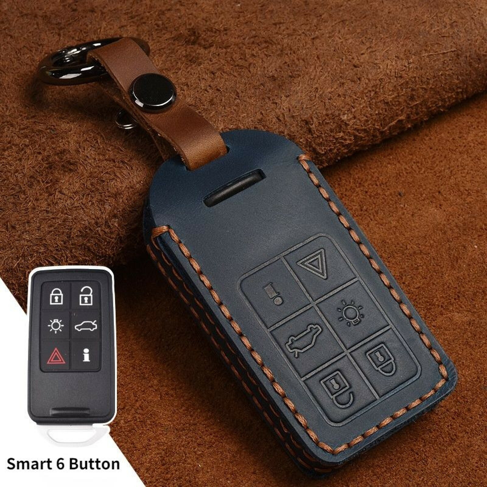 Защитный чехол MyPads для автомобильных ключей Volvo с 9 кнопками коричневый из искусственной кожи