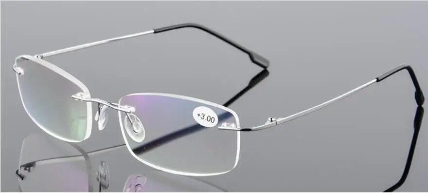 Безрамочные очки для чтения SOPRETTY из титанового сплава Silver, +150