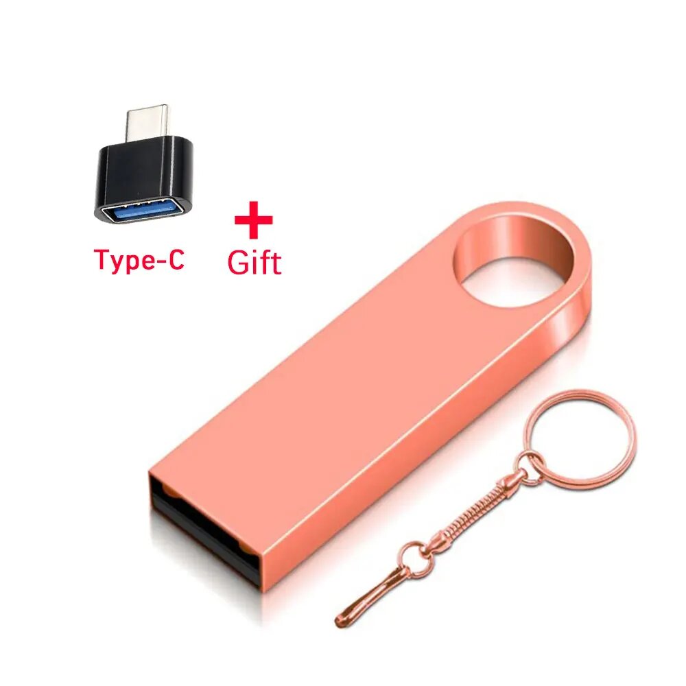 Розовая USB флешка 256 ГБ с Type-C