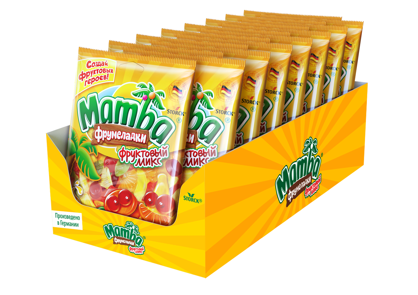 Жевательный мармелад Mamba Фрумеладки Фруктовый микс, 140г (14 штук в блоке)