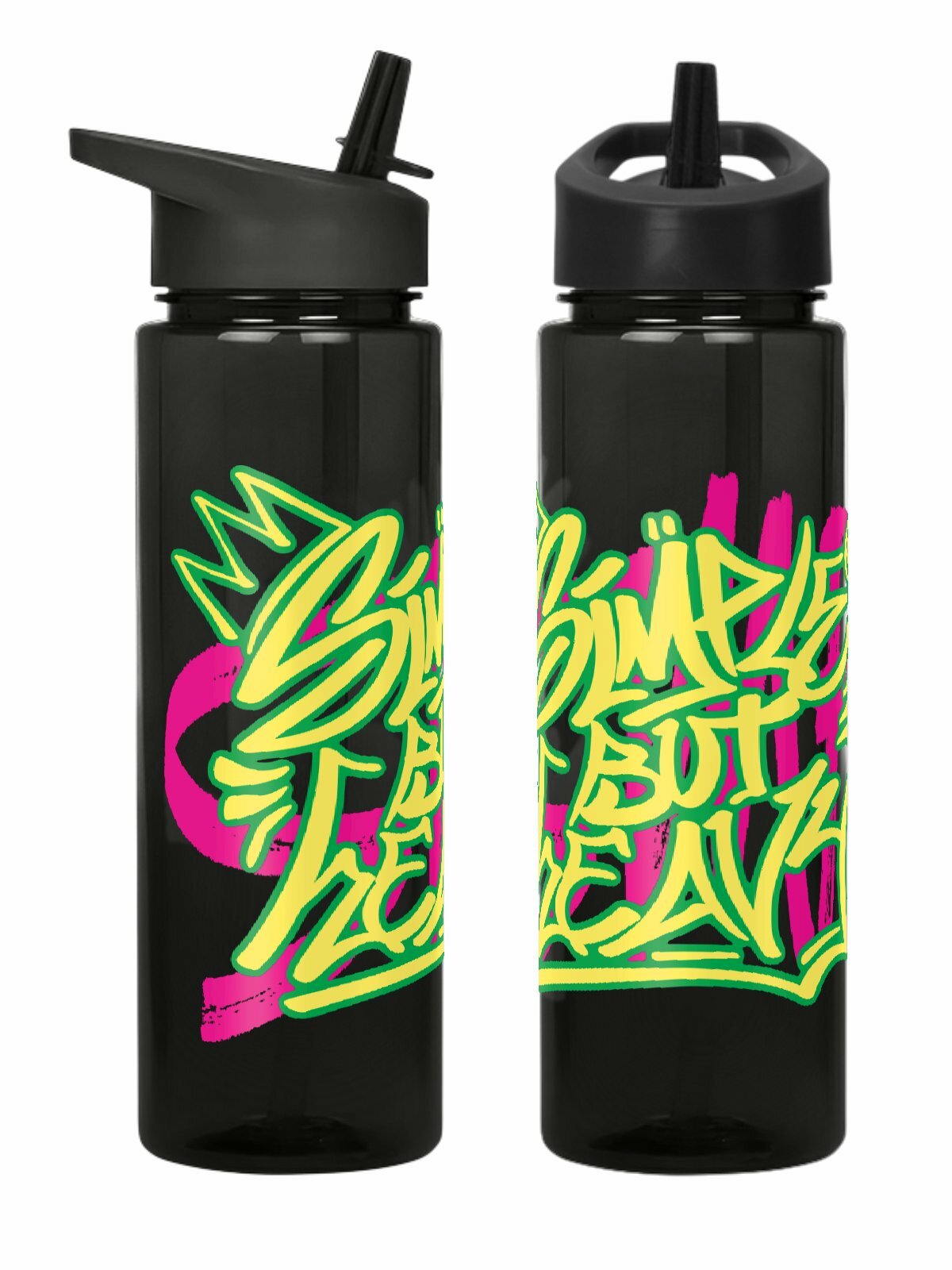 Бутылка черная для воды с принтом Граффити, Simple But Heavy, уличный стиль, урбан