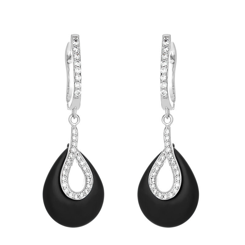 Серьги, серебро, 925 проба, фианит