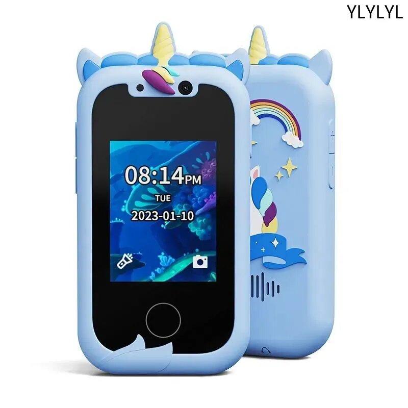 Детский мобильный телефон с Unicorn дизайном, 512MB RAM, голубой
