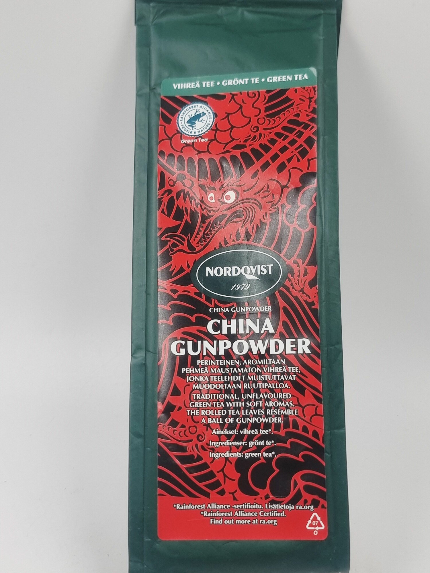 Чай зелёный рассыпной Nordqvist China Gunpowder, 80 г (из Финляндии)