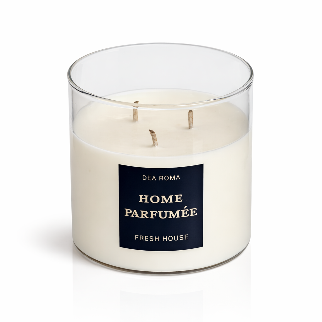 Свеча ароматическая Dea Roma "Пачули, карамель, сандал, ветивер", три хлопковых фитиля, 400 мл