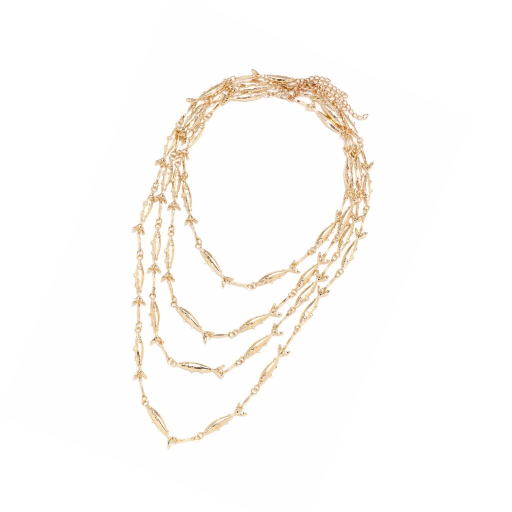 Элегантное многослойное ожерелье в тропическом океанском стиле, легкий дизайн, красочное ожерелье-капля в форме рыбы для ежедневного использования