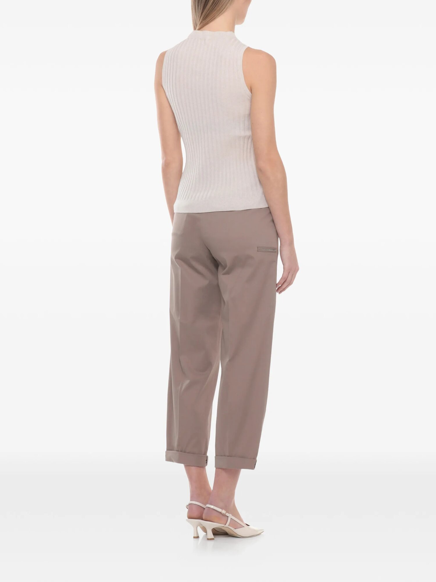 Топ PESERICO Ribbed-knit tank top, размер 44, разноцветный — фото 1