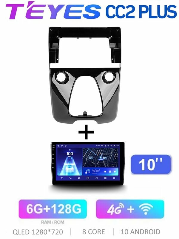 Магнитола 10" Teyes CC2 Plus 6/128 Gb для Peugeot 108 Toyota Aygo B40 2014-2021 F1