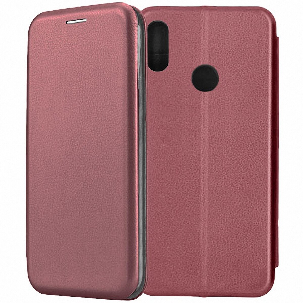 Чехол-книжка для Huawei Y6 (2019) темно-красный / подставка, отделение для карт