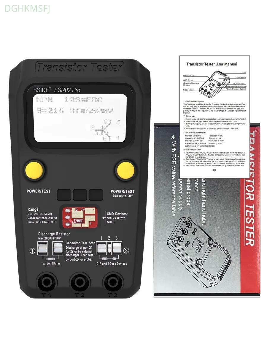 Тестер транзисторов диодов MOS/SMD мультиметр ESR02pro