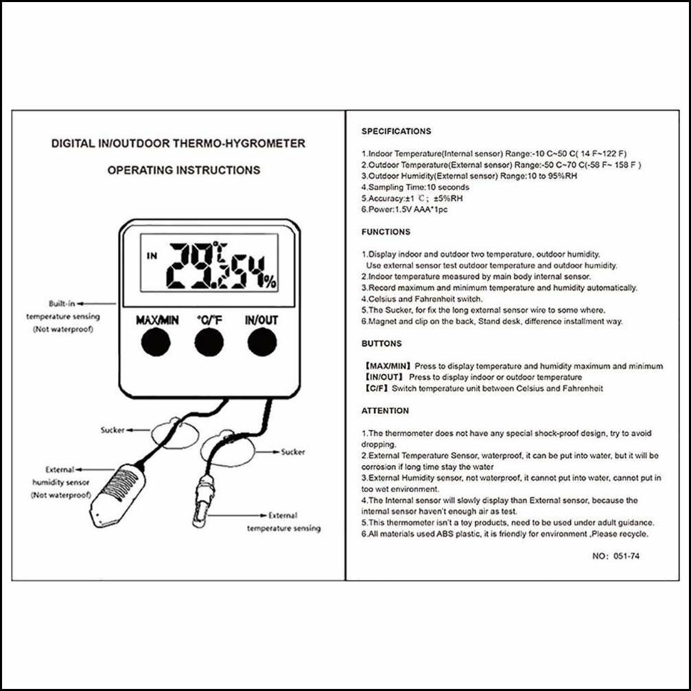 Термометр-гигрометр, быстрое измерение и прочная конструкция для инкубаторов домашних животных