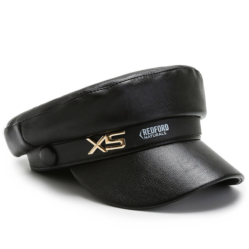 Кепи кожаная с коротким козырьком фуражка осенняя