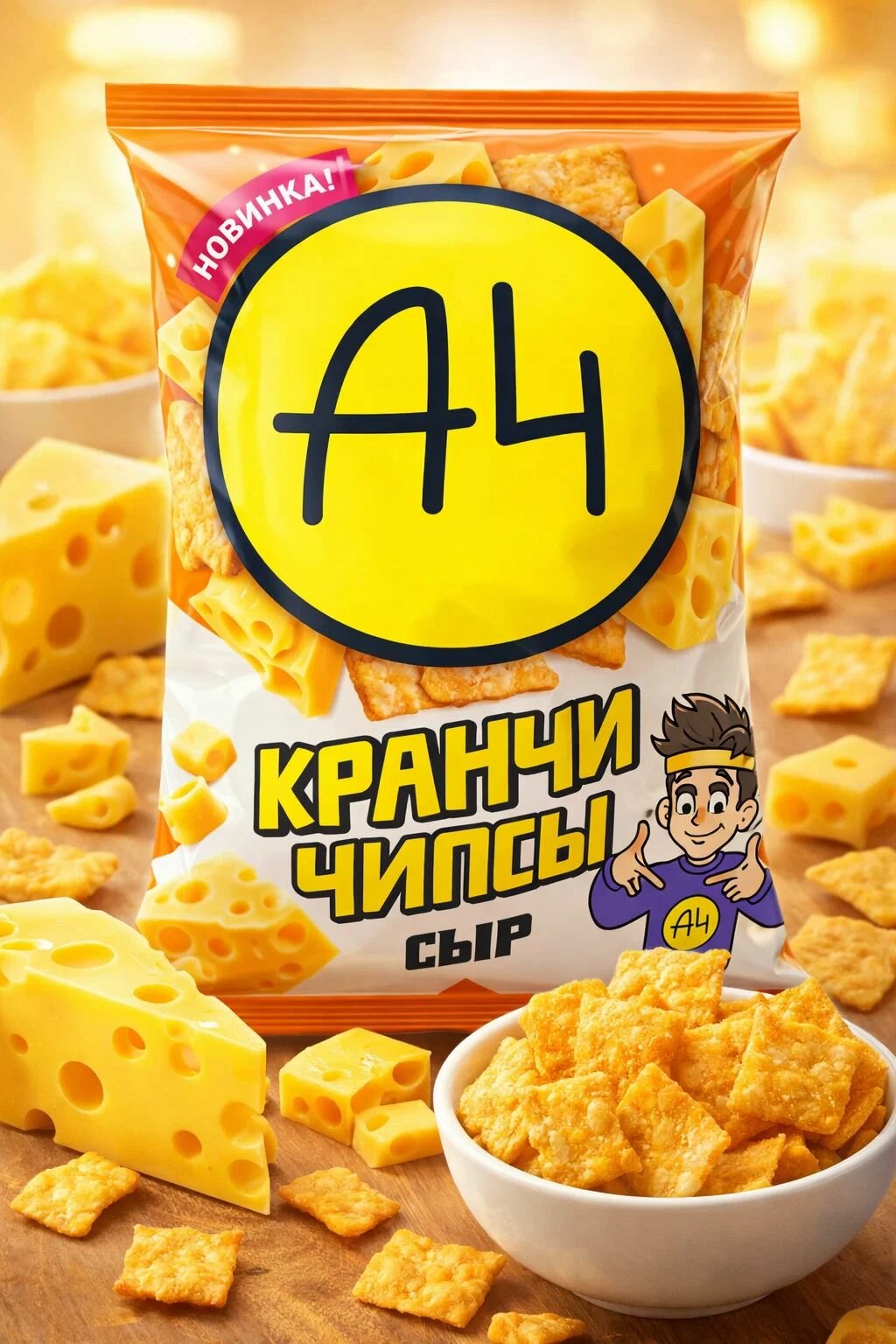 Чипсы А4 кранчи со вкусом сыр 80г