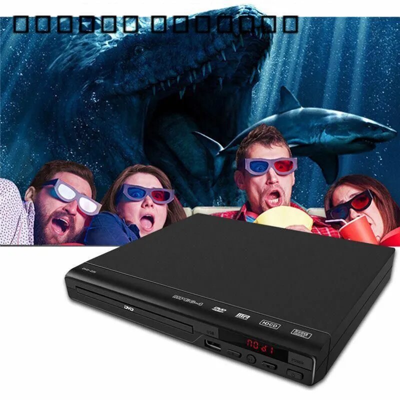 Двд Плеерer DVD-плеер с поддержкой USB и RCA, Пульт ДУ, Чёрный цвет — фото 1