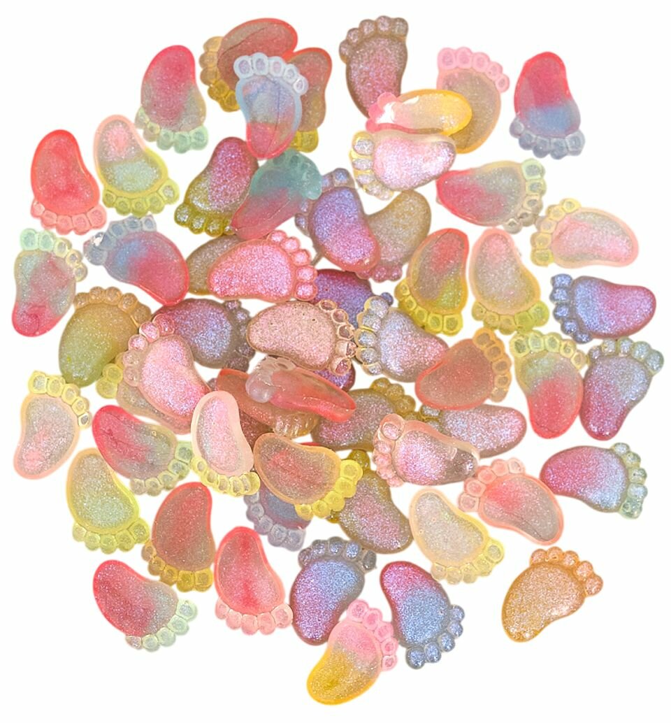 Декор для творчества "Детский след", набор светящихся в темноте декоративных элементов из акрила для рукоделия и поделок, в комплекте 60 шт, 1,2 х 0,9 см