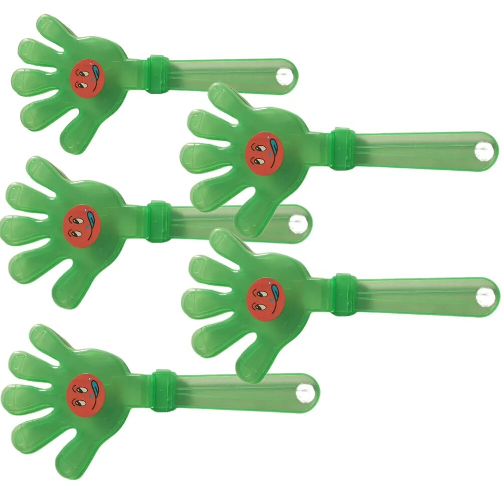 Набор для болельщиков реквизит в виде хлопушки со смайликами, подходит для концертов и футбольных матчей, длина 28 см, упаковка из 5 штук, зеленый.