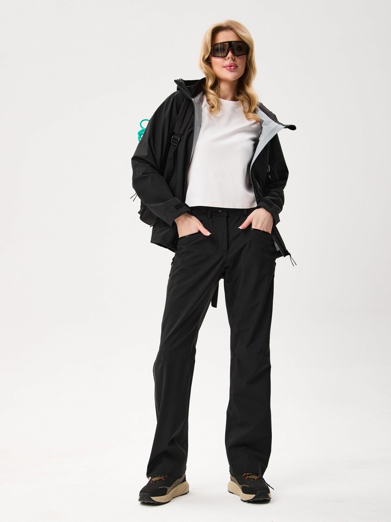 Брюки мембранные туристические спортивные весенние женские Lafor, черный, 46