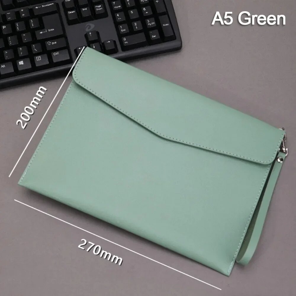 Кожаная папка для документов Leather Document Pouch Зеленый, A5 Green