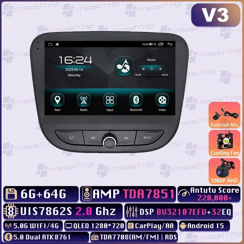 Автомагнитола FYT7870 12G+256G 8-ядерная с CarPlay для Chevrolet Equinox V3) 7862s 6 64G AHD