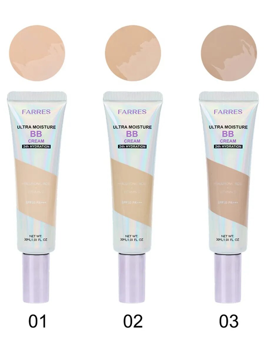 BB Крем для лица легкий Farres Увлажняющий с SPF30 защитой , тон 03