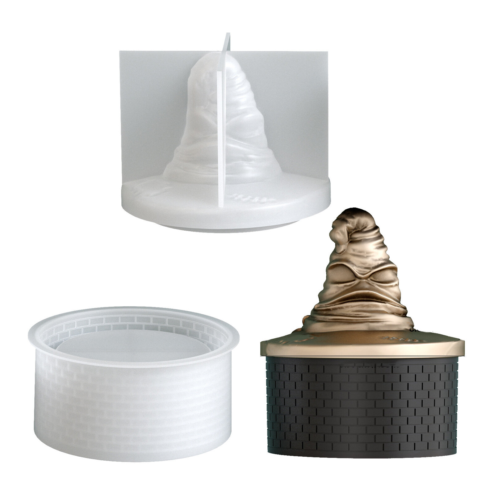 Силиконовая форма "Шляпа волшебника" с крышкой для полимерных стаканчиков и контейнеров конфет