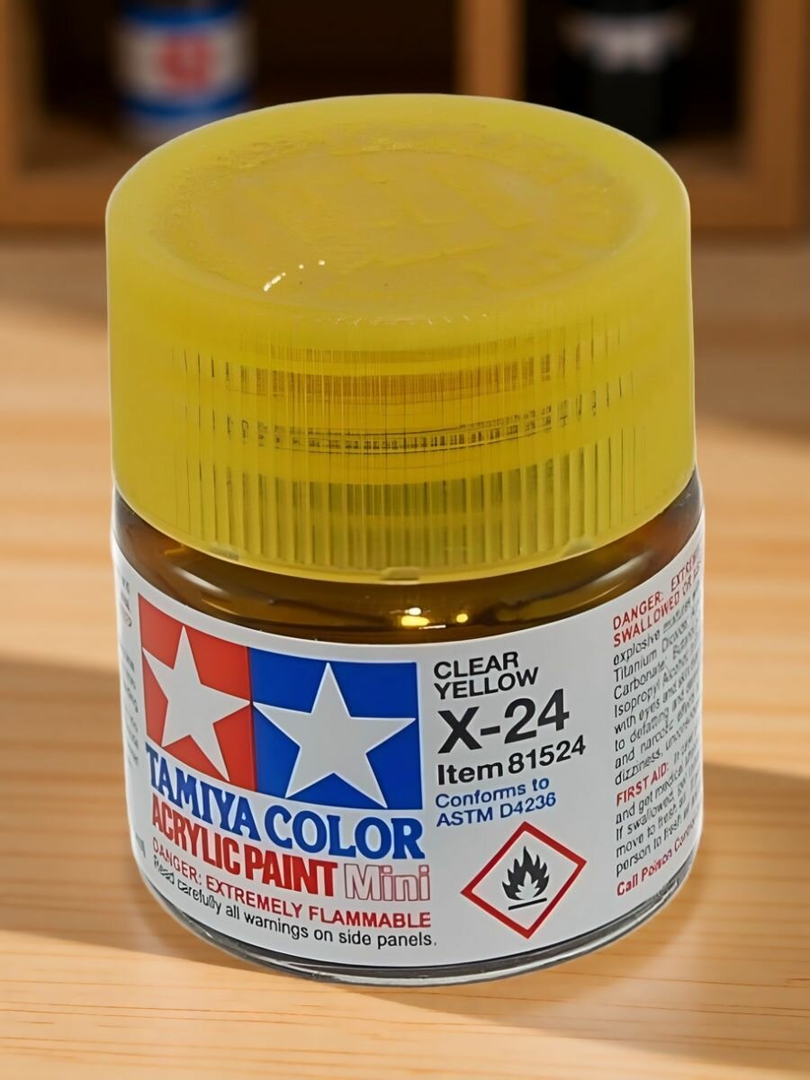 X-24 Clear Yellow (Полупрозрачный Жёлтый) акриловая краска, 10мл.