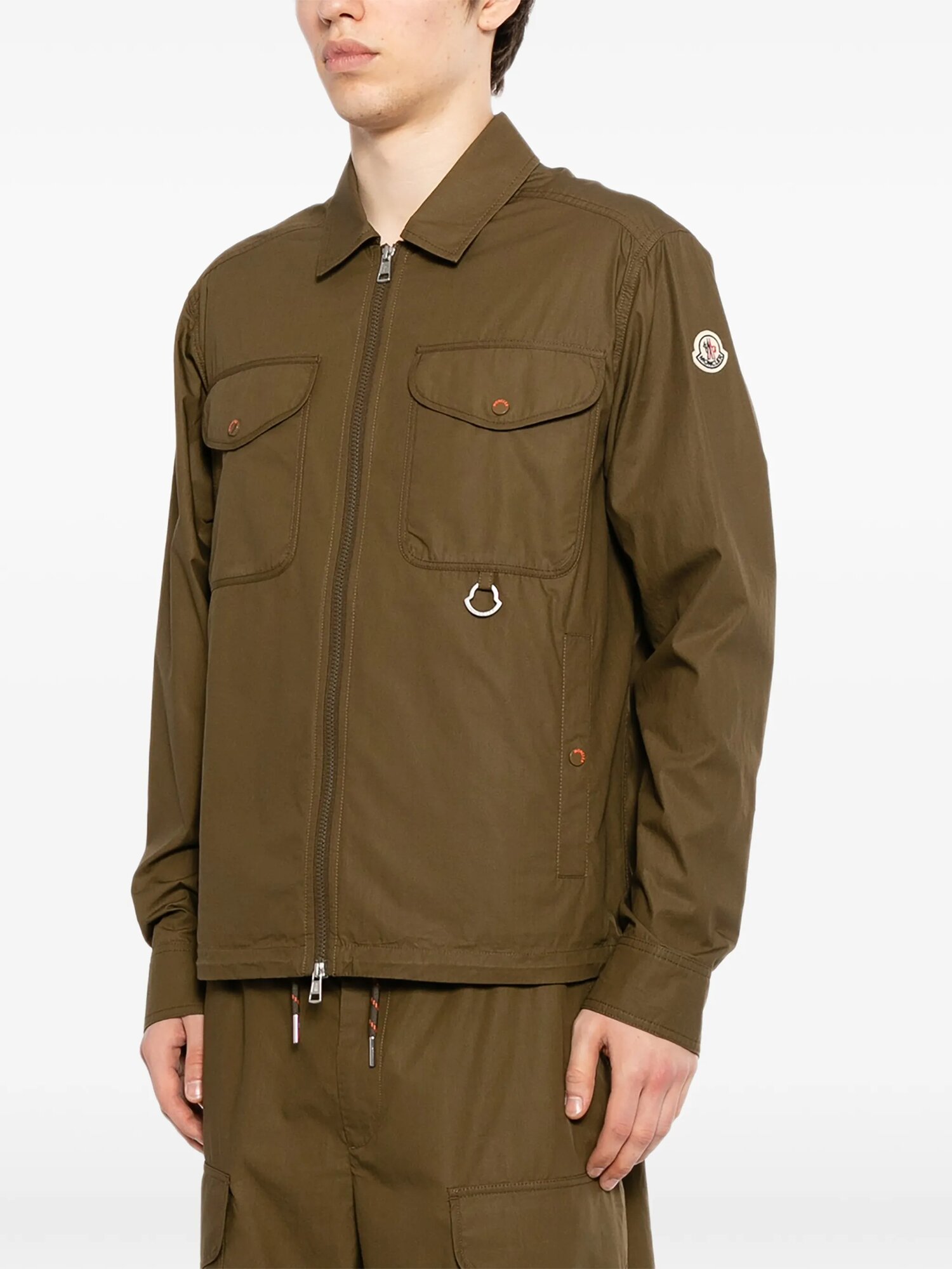 Куртка Moncler Poplin long sleeve jacket, размер XL, зеленый, — фото 1