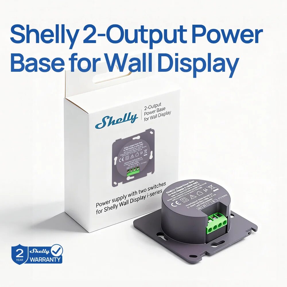 Shelly 2-Output Power Base для настенного дисплея