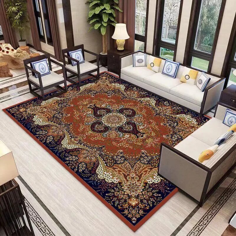 Ковер 200x300 см, прямоугольный, текстиль, для гостиной, с орнаментом в коричневых тонах