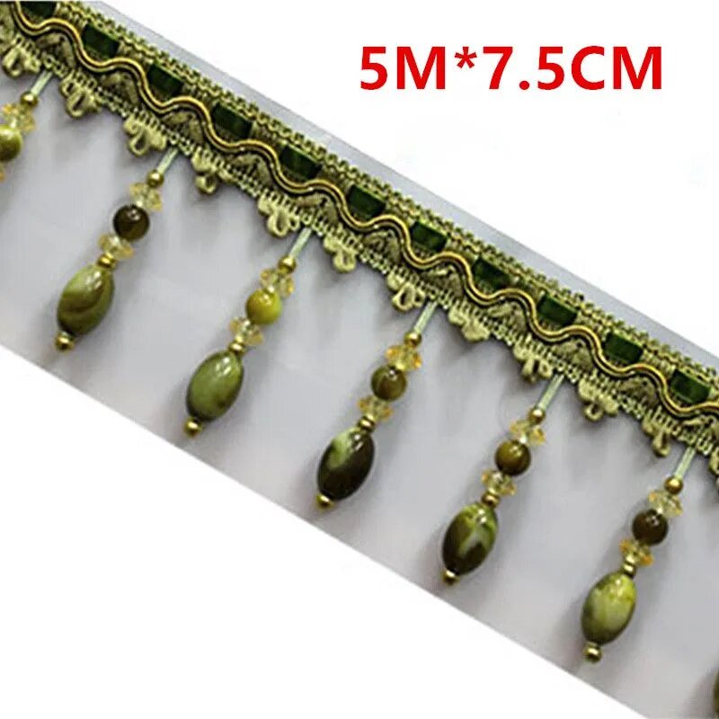7.5CM*5M Декоративный бордюр для штор с бисером и кристаллами европейский стиль фри имитация нефрита