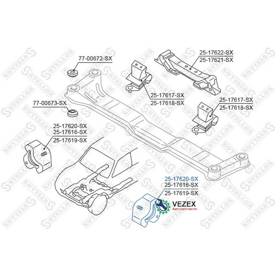 STELLOX 2517620SX подушка двигателя передняя!\ Mitsubishi Pajero III MONTERO V65W/V75W 2000-2006