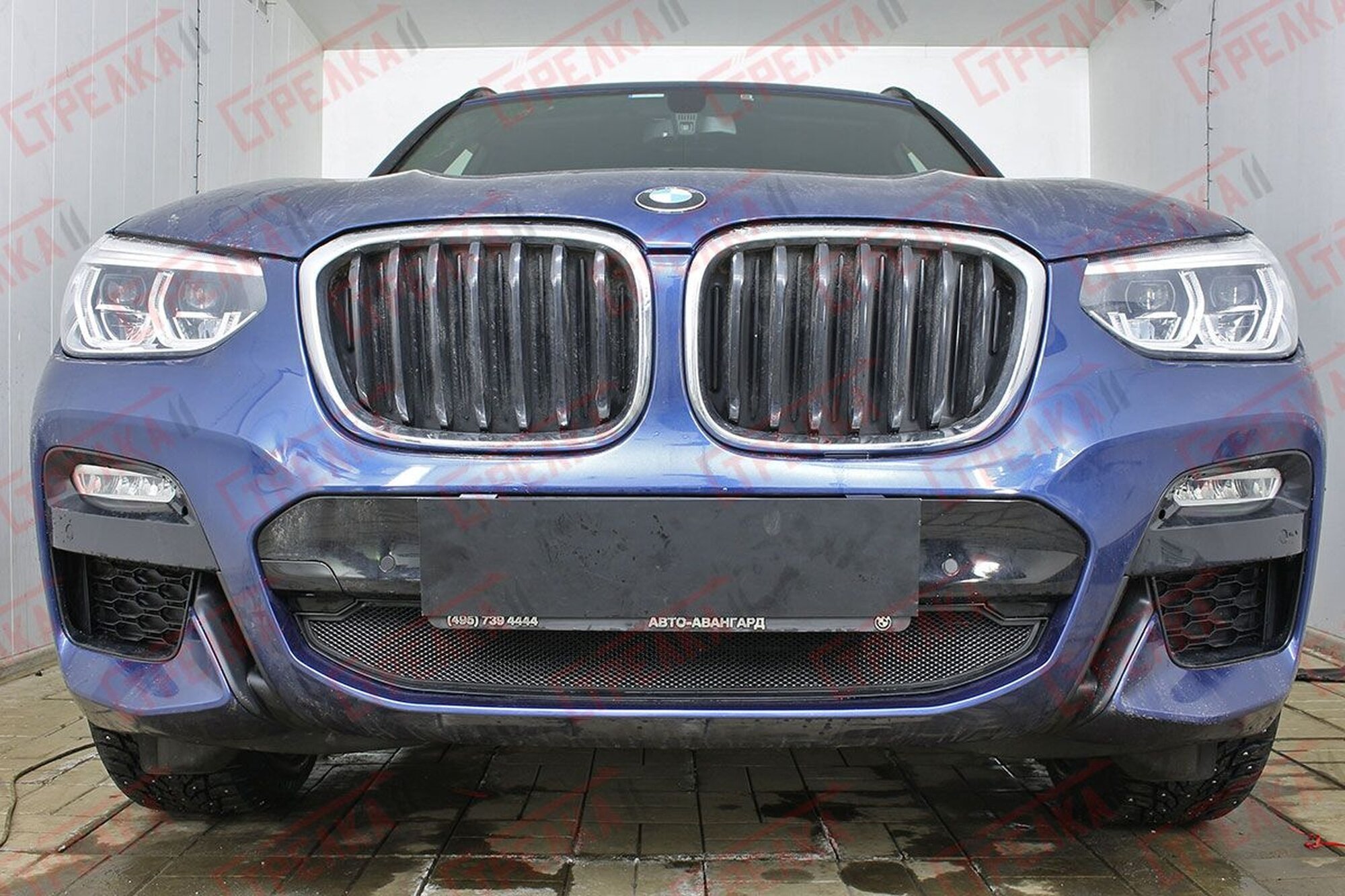Защитная сетка радиатора с окантовкой и защелками для BMW X3 (G01) 2017- (III), 1шт (20i / 20d / 30d AT Base)