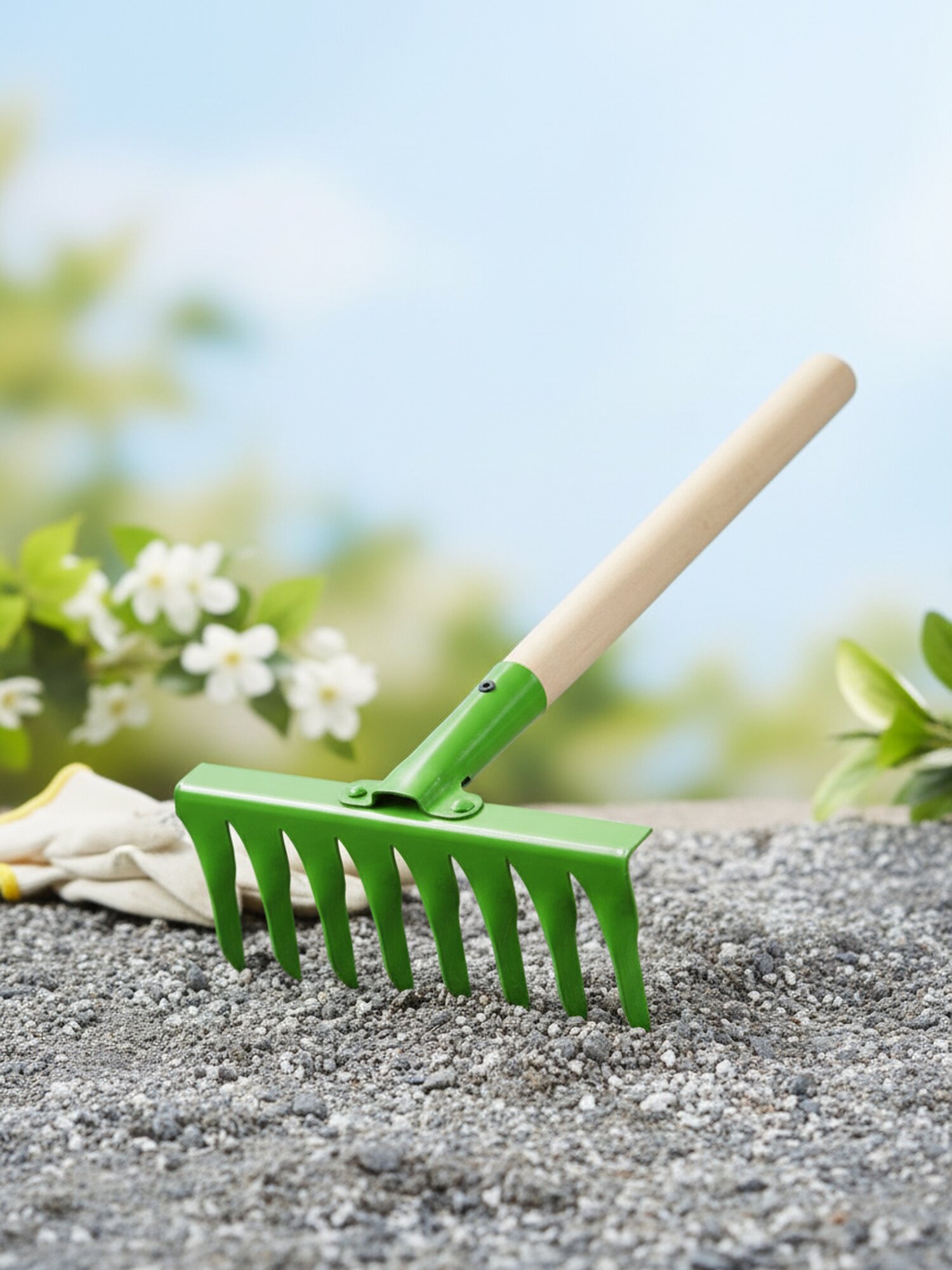 Грабли садовые 8 зубьев HouseLoft, сталь, деревянный черенок, клепаная тулейка, для дачи и огорода, ГВ8КЛ01